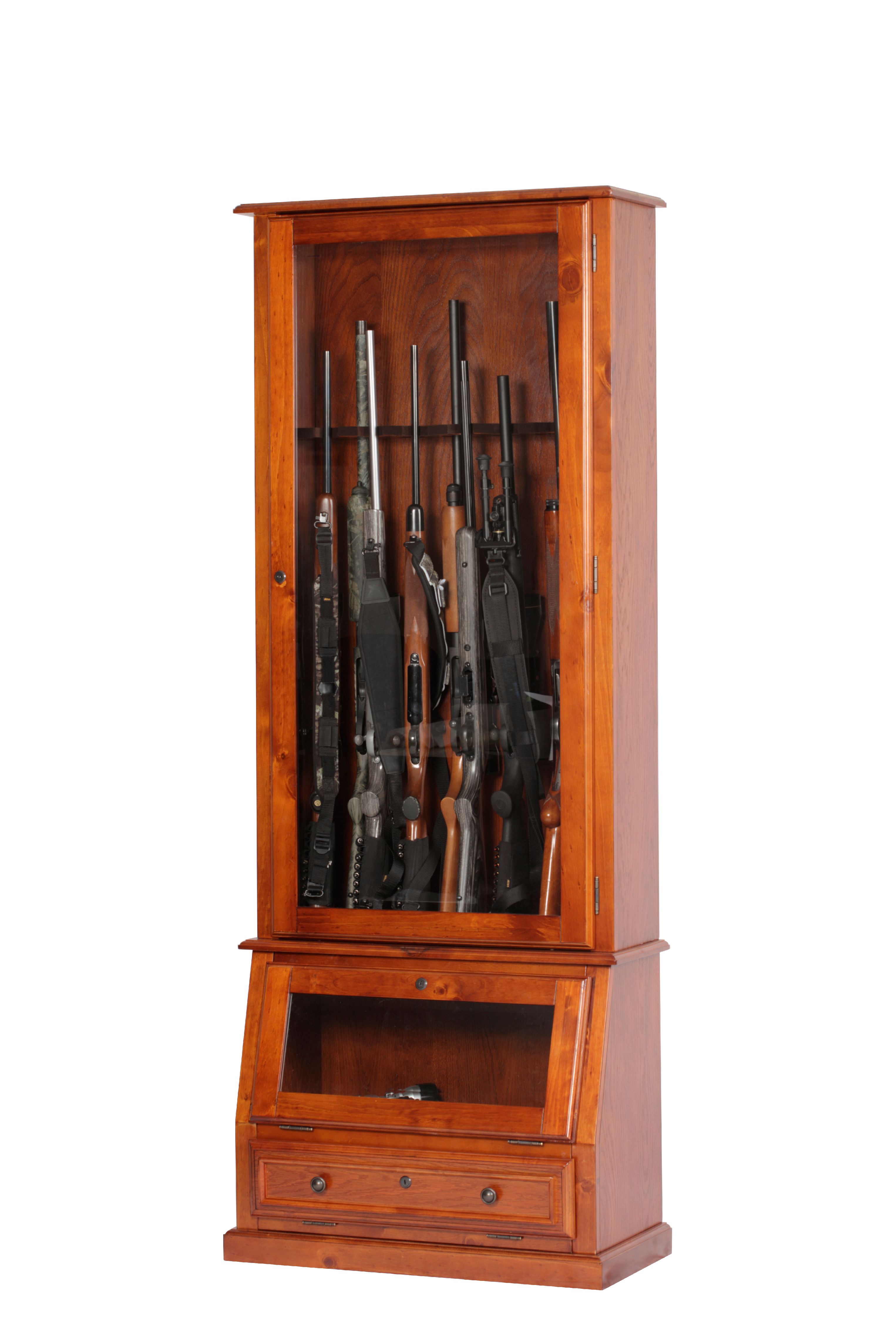 12 GUN STORAGE CABINET SAFE Wooden Locking Cabinetry Glass Display 12 GUN STORAGE CABINET SAFE Wooden Locking Cabinetry Glass Display