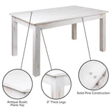 "Merrick Lane Farmhouse Wood Dining Table, Modern Kitchen Style, 60"" x ...