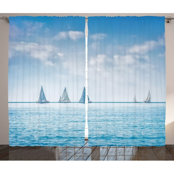 Ocean Curtains 2 Panels Set, Sail Boats Sea Regatta Race Sports ...
