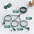 15FT Outdoor Green Extension Cord with Multiple Outlets, Evenly Spaced ...
