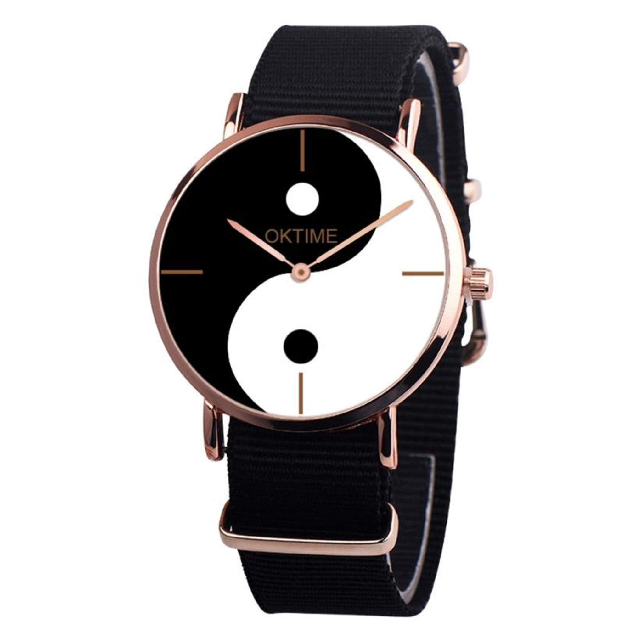 Yin Yang Watch Black Adjustable Canvas Band Men Woman Sports Asian ...