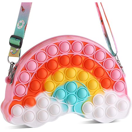 Pop Purse Fidget Toys Bag for Girls and Women, Rainbow Clouds Pop ...