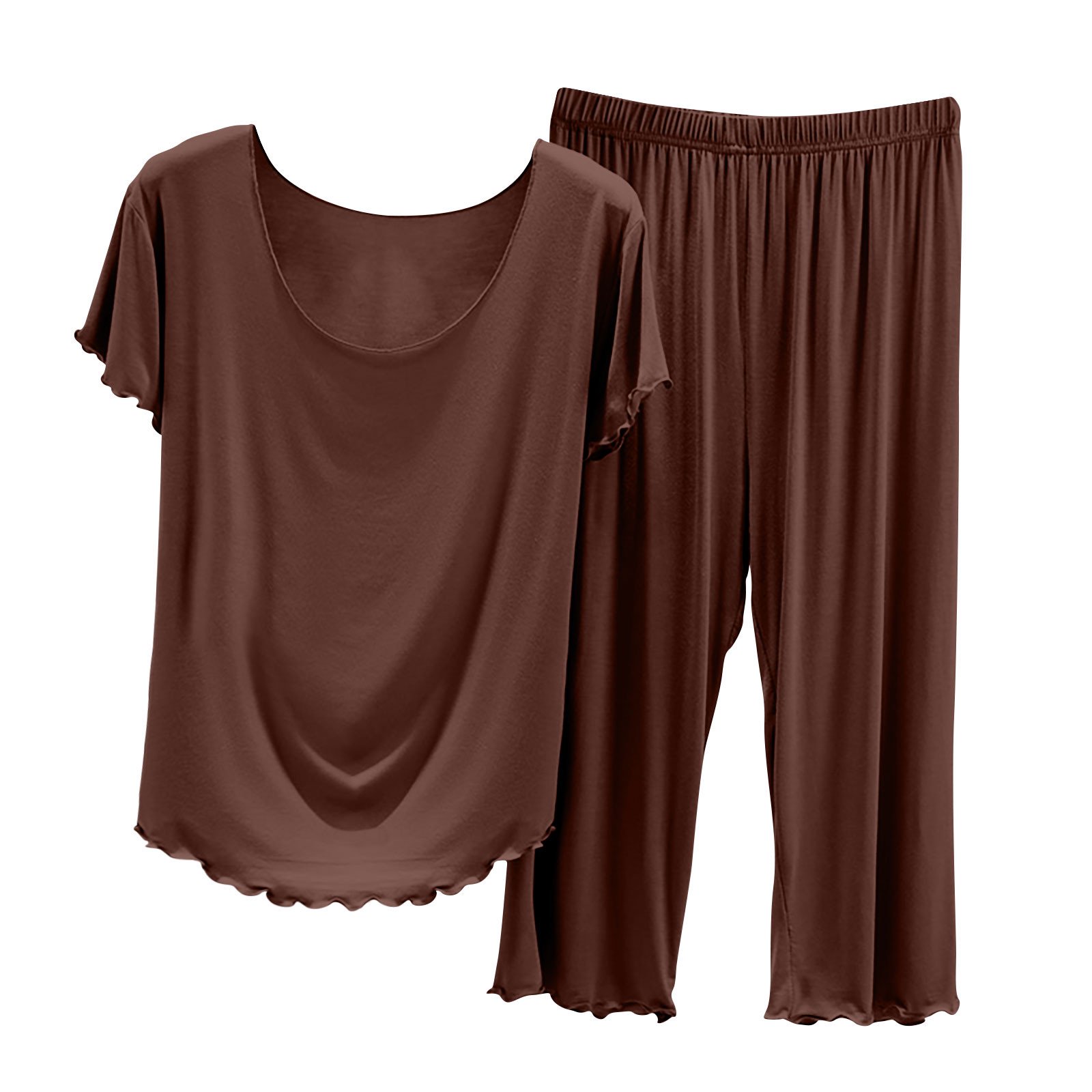 Click here for Timegard Pjs Sets For Women Summer Round Neck Shor... prices