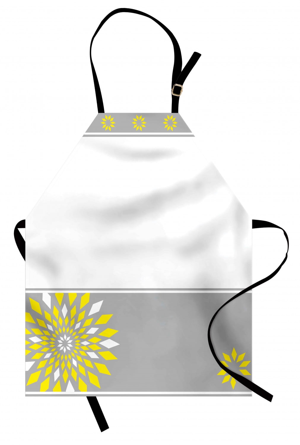 Grey and Yellow Apron Modern Futuristic Border with Geometric Flower ...
