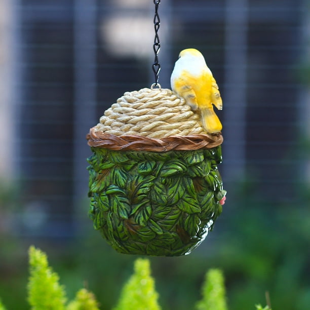 Oubit Hanging Outdoor Bird House Crafted Resin Bird Feeder and Bird ...
