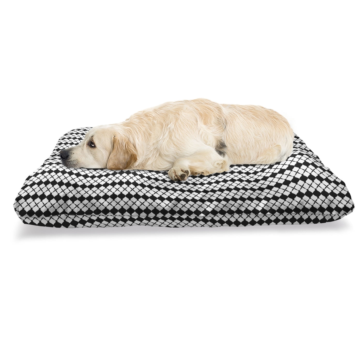Abstract Geometry Pet Bed, Monochrome Style Rhombus Grids Vertically ...