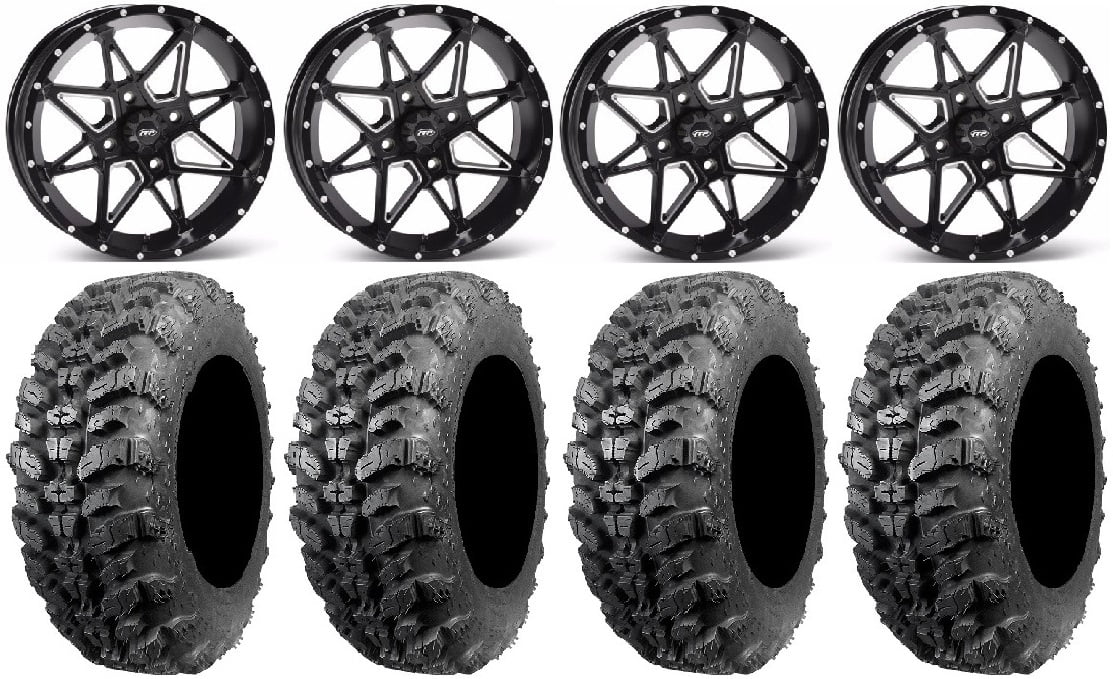 ITP Tornado 14" Wheels Black 30" Sniper 920 Tires Polaris RZR XP 1000 ...
