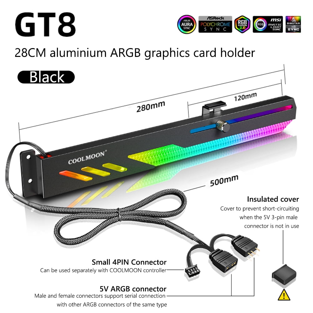 Buy COOLMOON GT8 Horizontal GPU Support 5V ARGB Bracket Video Card ...