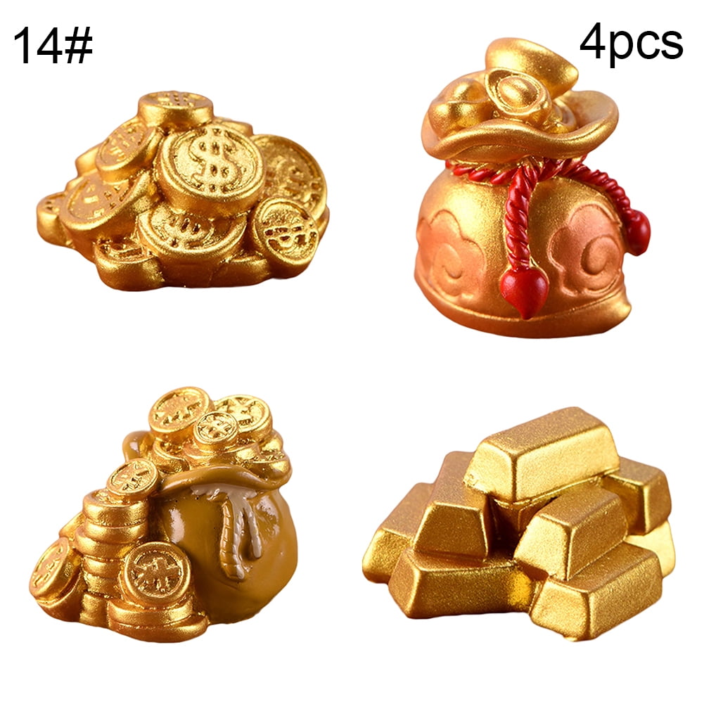 Resin Money Coin Lucky Rat Animal Figurines Statue DIY Garden Table ...