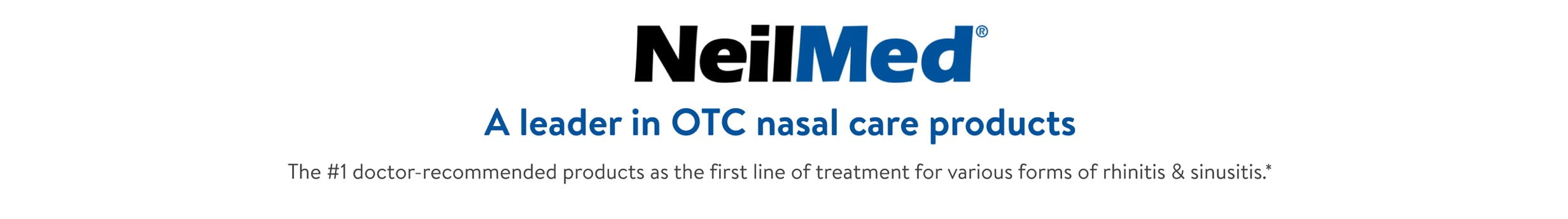 The NeilMed logo. Beneath it, text reads, A leader in OTC nasal care ...