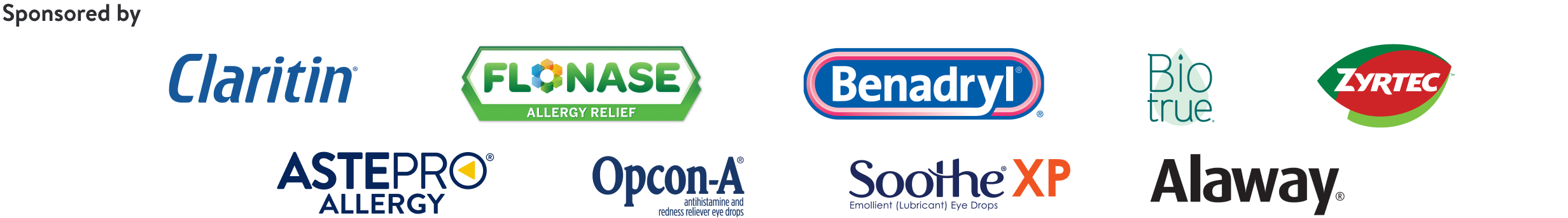 Logos of various allergy drug products