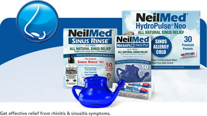 A variety of NeilMed nasal products made for adults, including a neti ...