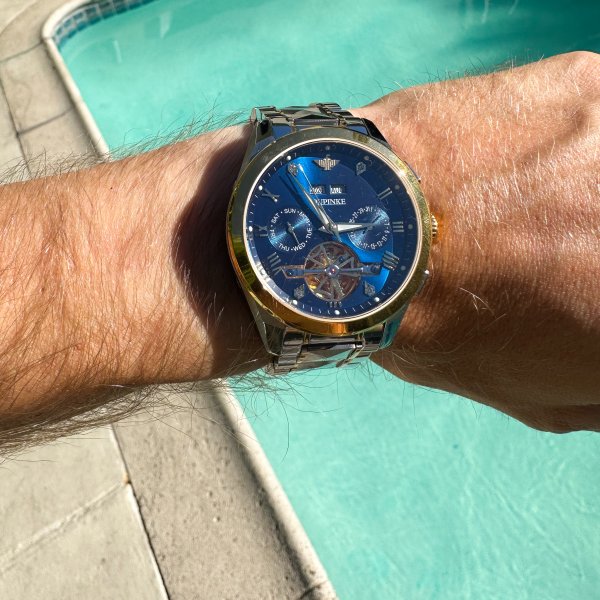 OLEVS Watch for Men Blue Watches for Men Gold and Silver Stainless ...