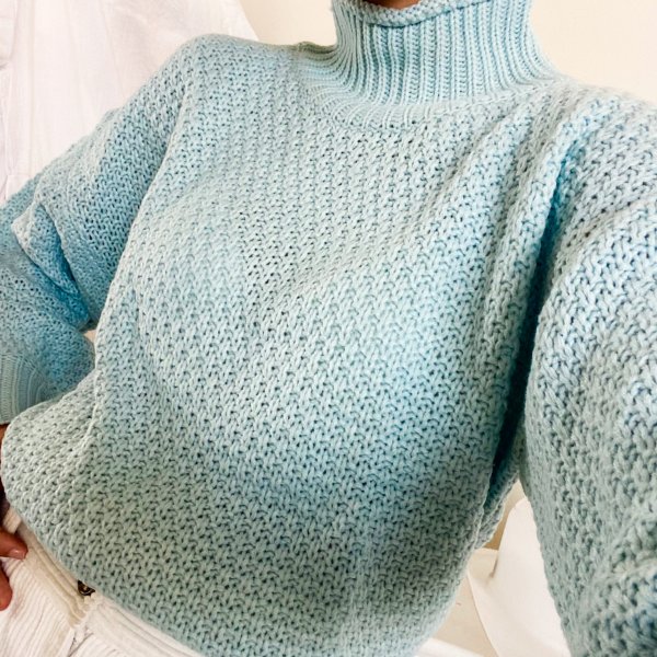 Fantaslook Turtleneck Sweater Women Chunky Cable Knit Oversized