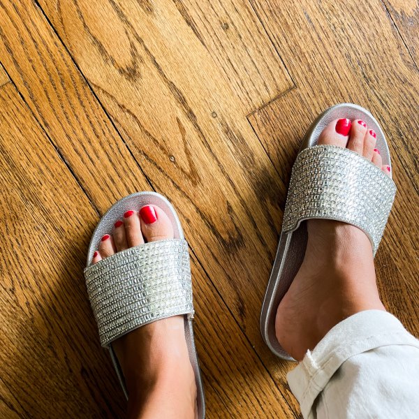LAVRA Women's Mesh Sequin Slide Beaded Chinese Slippers Floral ...