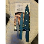 Mainstays 3 Piece Stainless Steel Color Knife Set with Ergonomic Soft ...
