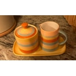 Wanda June Home Vintage Stripe Orange Stoneware Butter Dish, Sugar ...