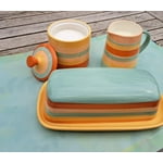Wanda June Home Vintage Stripe Orange Stoneware Butter Dish, Sugar ...