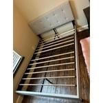 Mellow Nola Upholstered Platform Bed Frame with Headboard, Dark Gray ...