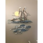 Danya B. School of Fish Blue and Silver Tone Modern Metal Wall Art ...