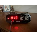 Sharp Alarm Clock with 2X Outlets, Surge Protect, Rapid USB Charge, LED ...