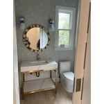 Funes 36" Single Sink Bathroom Vanity in Brushed Gold Frame Gray Top No ...