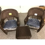 Jeco White Resin 3pc Outdoor Rocking Wicker Chair Set with Red Cushion ...