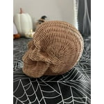 Halloween Brown Faux Rattan Resin Skull Tabletop Decor, 5.5 in, by Way ...
