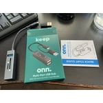 Onn+ USB 3.0 Hub with 5 Ports, SD and microSD Card Reader, USB-C Adapter, Travel Metal Case ...