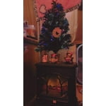 YUETJIN 32-Inch Pre-Lit Fiber Optic Tabletop Christmas Tree with LED Lights, Gold Snowflake Base ...