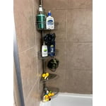 Mainstays Tension Rod Shower Caddy, 3-Tier Corner Pole, Adjustable from ...