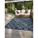 Nourison Caribbean Indoor/ Outdoor Navy Floral Area Rug - Walmart.com