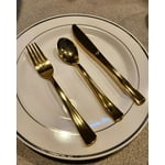 Crown Display Disposable Dinnerware Set - 60 Pcs Ivory & Gold Plates ...