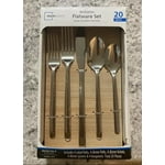 Mainstays 20-Piece Armatto Stainless Steel Flatware Set, Silver ...