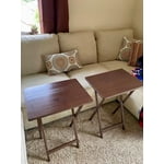 Mainstays Indoor Single Folding TV Tray Table Set of 2 in Walnut L19 x ...
