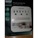 Philips 6-Outlet Grounded Wall Tap with Night Light, 440J, 15A, White ...
