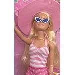 Mattel Barbie Doll, Blonde, Pink Swimsuit with Beach Accessories, Boxed ...