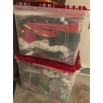 IRIS USA Wing-Lid Storage Box with 4 Light Wraps, 3 Pack, Clear/Red ...