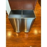 LAZY BUDDY 16 Gallon Dual Trash Can, Stainless Steel, Step-On Pedal, Recycling Compartments ...