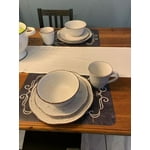 Elama Rustic Birch 16 Piece Stoneware Round Dinnerware Set - Walmart.com