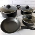 Mainstays 7 Piece Non-Stick Cookware Set Aluminum Mint, Dishwasher Safe ...