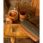 Wanda June Home Vintage Stripe Orange Stoneware Butter Dish, Sugar ...