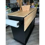 CAIDI Mobile Kitchen Island with Drop Leaf, Rubberwood Countertop ...