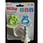 Nuby 2pk Silicone Fun Teether, Chick & Tuba Teether, Aqua & Peach ...