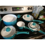 Mainstays Ceramic Nonstick 12 Piece Cookware Set, Teal Ombre - Walmart.com