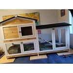 PawHut 2-Story Rabbit Hutch Wooden Bunny Hutch Cage Small Animal House ...