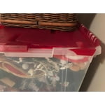 IRIS USA Wing-Lid Storage Box with 4 Light Wraps, 3 Pack, Clear/Red ...