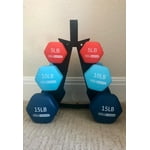 HolaHatha Hex Light Weight Dumbbell Set, 2-10 Pound Neoprene Weights ...