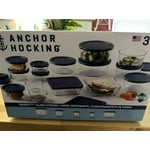 Anchor Hocking Glass Food Storage Containers, SnugFit Lids, 30 Piece ...