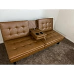 Mainstays Memory Foam 71.5" Futon with Cupholder and USB, Black Faux ...